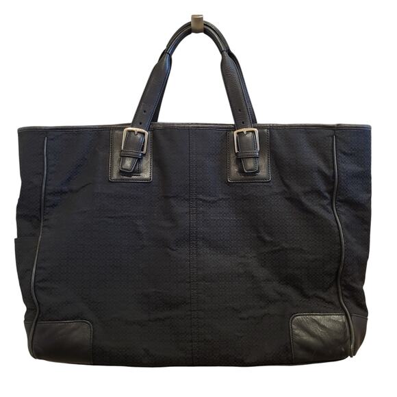 Coach | Bags | Coach Vintage Tote Style 572 Black Canvas Leather Trim ...